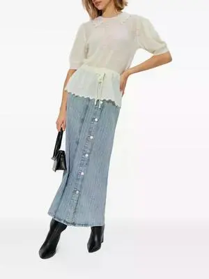 Munthe Button-down Striped Denim Skirt