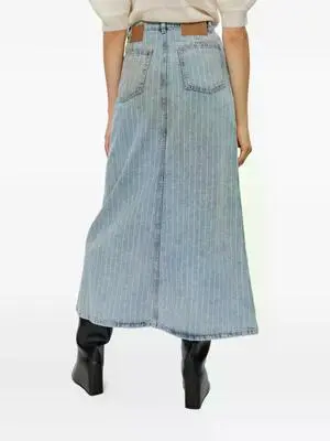 Munthe Button-down Striped Denim Skirt