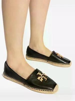 Tory Burch Eleanor Logo-embellished Leather Espadrilles