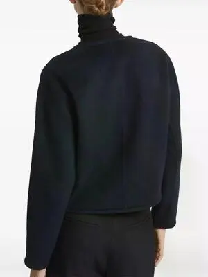 YVES SALOMON Wool-cashmere Jacket With Leather Trim - Blue