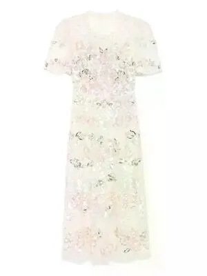 NEEDLE & THREAD Sequin Embellished Dress - Neutrals