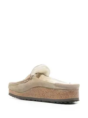 BIRKENSTOCK Naples Calf Suede Slippers - Neutrals