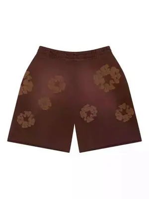 DENIM TEARS Mono Cotton Wreath Shorts - Brown
