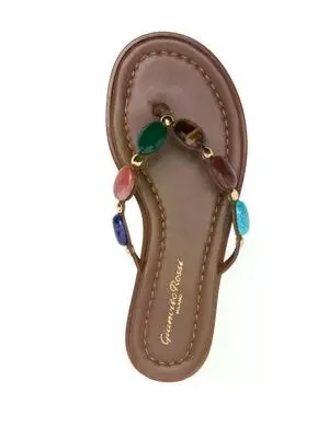 GIANVITO ROSSI Embellished Leather Flip Flops