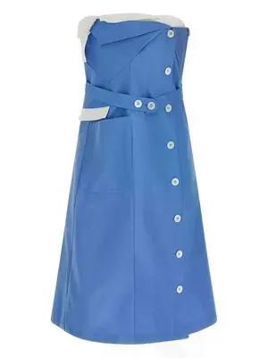 Miu Miu Strapless Belted Midi Dress - Blue