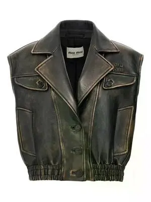 Miu Miu Leather Cropped Gilet
