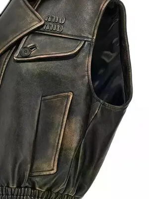 Miu Miu Leather Cropped Gilet