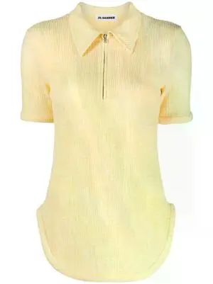 JIL SANDER Half-zip Gaufre Polo Shirt - Yellow