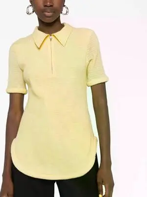 JIL SANDER Half-zip Gaufre Polo Shirt - Yellow