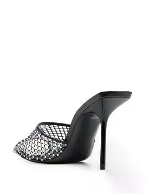Saint Laurent Crystal-embellished Leather Mules