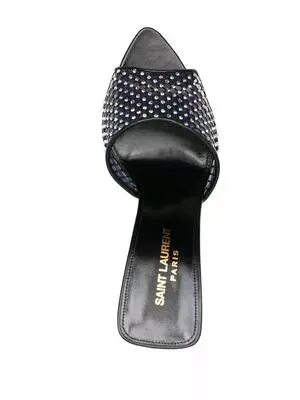 Saint Laurent Crystal-embellished Leather Mules