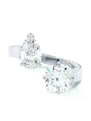 LOEV 18k White Gold Diamond Open Cuff Ring