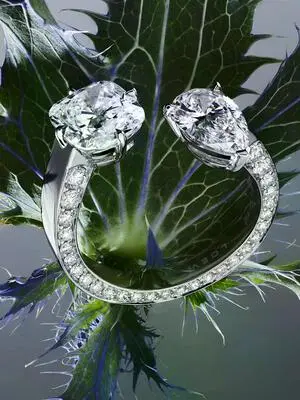 LOEV 18k White Gold Diamond Open Cuff Ring