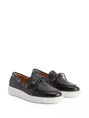 GIUSEPPE ZANOTTI Alfred Grained-leather Boat Shoes - Black