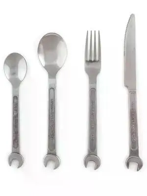 SELETTI Machine Collection Slogan-engraved Cutlery - Silver