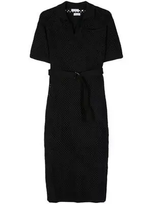 Brunello Cucinelli Belted Crochet Midi Dress