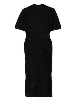Brunello Cucinelli Belted Crochet Midi Dress