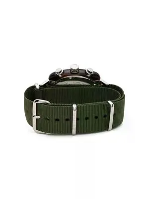 BRISTON Chronograph Watch With Tortoiseshell Acetate Case And Nato Strap - Silver