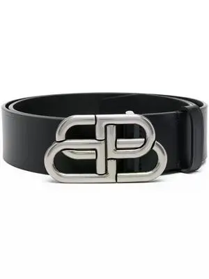 Balenciaga Bb Leather Belt - Black