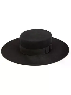 Nina Ricci Large Felt Wool Boater - Black