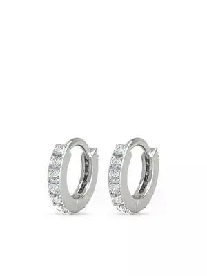 VEYNOU 14kt Recycled White Gold Diamond Huggie Earrings - Silver