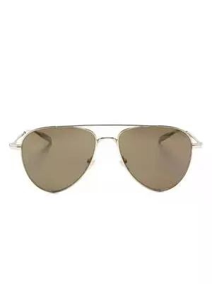 Montblanc Logo-print Aviator Sunglasses - Gold