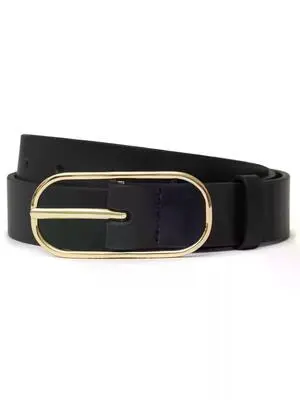 ANINE BING Harper Leather Buckle Belt - Black