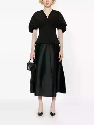 RHEA COSTA Ruched Taffeta Top