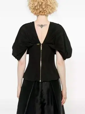 RHEA COSTA Ruched Taffeta Top