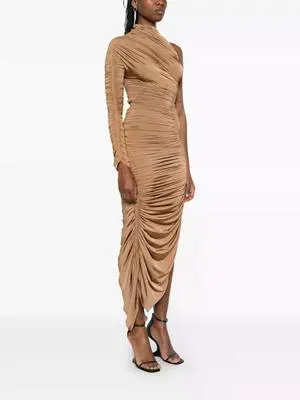 MUGLER Asymmetric Ruched Maxi Dress