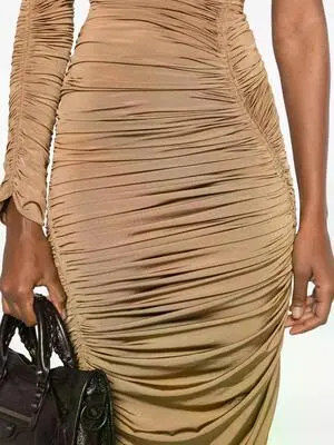 MUGLER Asymmetric Ruched Maxi Dress