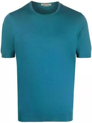 Corneliani Silk-cotton Short-sleeve T-shirt - Blue