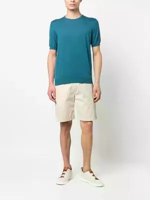 Corneliani Silk-cotton Short-sleeve T-shirt - Blue