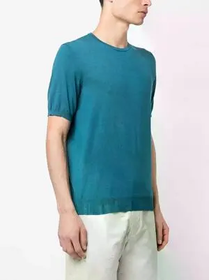 Corneliani Silk-cotton Short-sleeve T-shirt - Blue