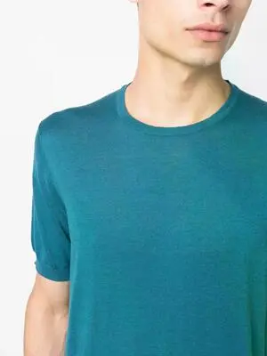 Corneliani Silk-cotton Short-sleeve T-shirt - Blue