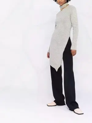 JIL SANDER Asymmetric Roll-neck Jumper - Grey