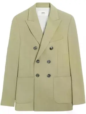 AMI Paris Peak-lapels Double-breasted Blazer - Green
