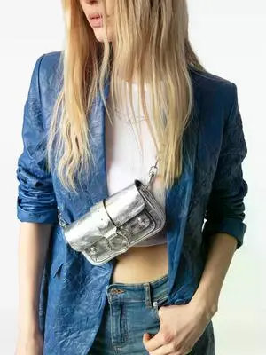 Zadig&Voltaire Kate Metallic Leather Cross Body Bag - Silver