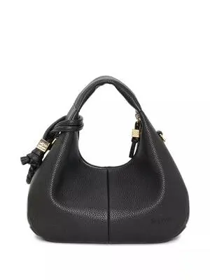 GANNI Textured Leather Mini Tote Bag - Black