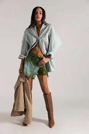 Free People Beaded Wrap Skort - Blue Green