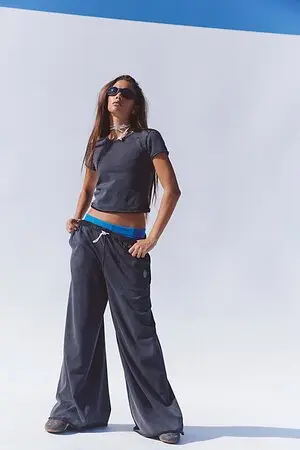 Free People Hot Shot City" Cropped Tee And Flare Pant Set - Black