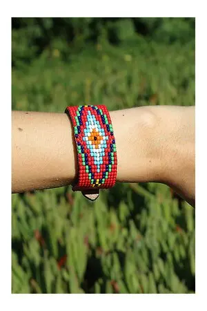 SAMBBOHO Beaded Leather Bracelet - Red Vogue