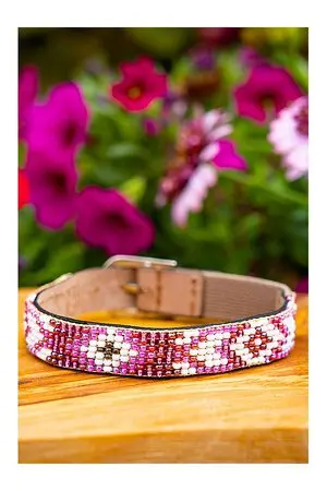 SAMBBOHO Beaded Leather Cat Collar