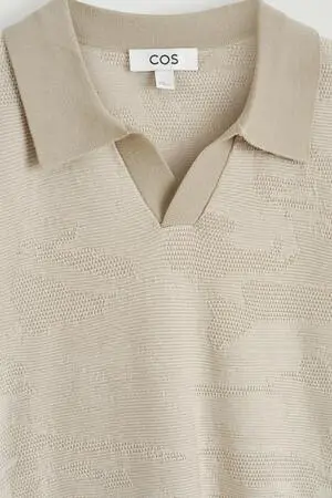 Cos Cotton Jacquard Polo Shirt