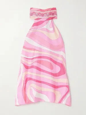 Emilio Pucci Marmo Printed Silk-twill Halterneck Top