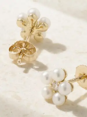 Mizuki 14-karat Pearl And Diamond Earrings