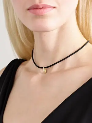 Mizuki 14-karat Gold, Cord And Diamond Necklace