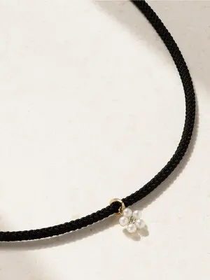 Mizuki 14-karat Gold Pearl And Diamond Necklace - Black