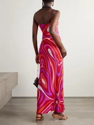 Emilio Pucci Marmo Printed Silk Crepe De Chine Maxi Dress - Pink