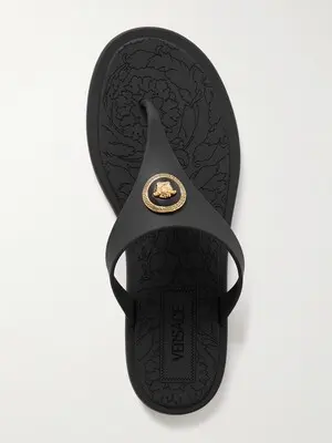 Versace Alia Embellished Flip Flops - Black